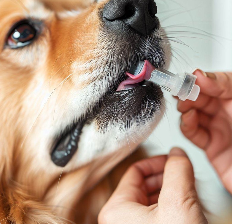 ¿Cómo darle medicamento a un perro con jeringa?